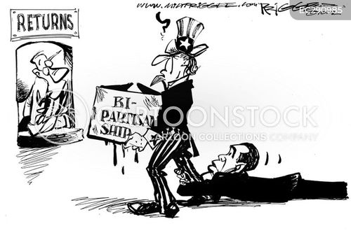 Bipartisan Solutions Cartoons and Comics - funny pictures from CartoonStock
