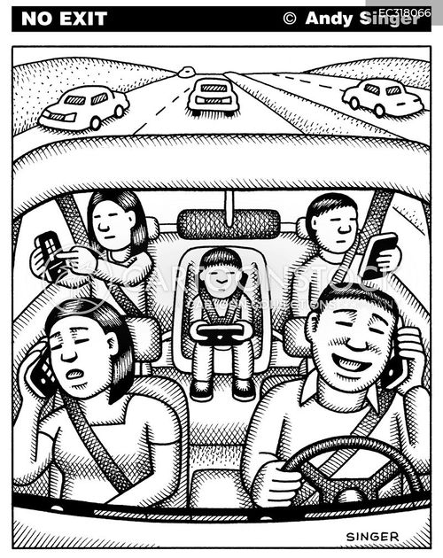 Family On Phones Cartoons and Comics - funny pictures from CartoonStock