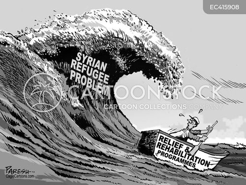Refugee Tsunami Cartoons and Comics - funny pictures from CartoonStock