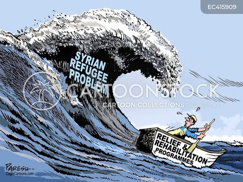 Refugee Tsunami Cartoons and Comics - funny pictures from CartoonStock