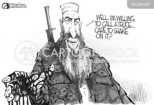 Truce Agreement Cartoons and Comics - funny pictures from CartoonStock