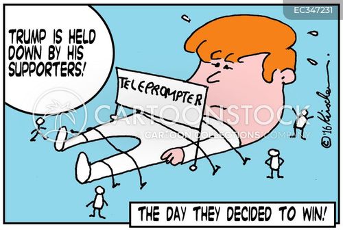 Teleprompter Trump Cartoons and Comics - funny pictures from CartoonStock
