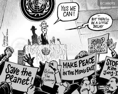Obama Un Speech Cartoons and Comics - funny pictures from CartoonStock