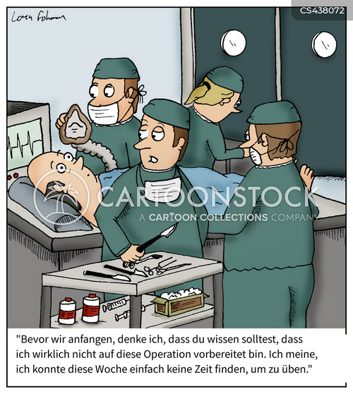 Cartoons und Karikaturen mit Chirurgische Vorbereitung