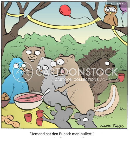 Cartoons und Karikaturen mit Party-punsche