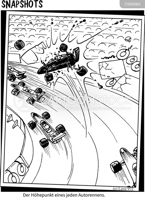 Cartoons und Karikaturen mit Autorennen