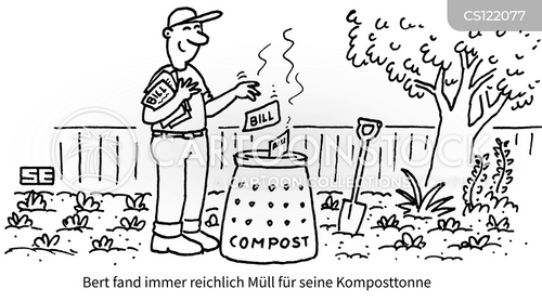 Cartoons und Karikaturen mit Komposttonnen
