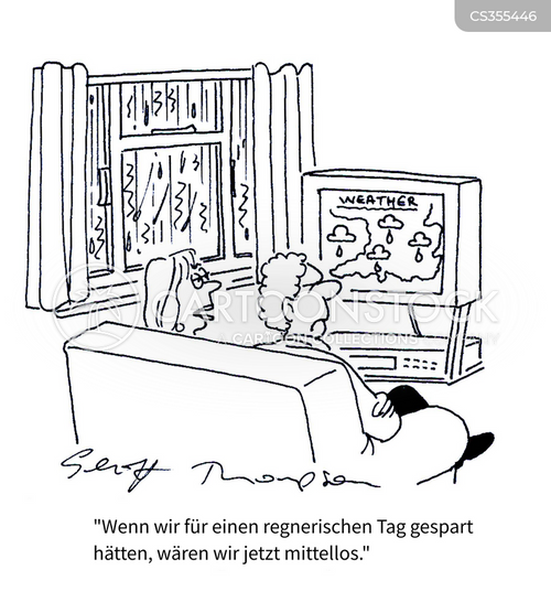 Cartoons und Karikaturen mit Regenwetter
