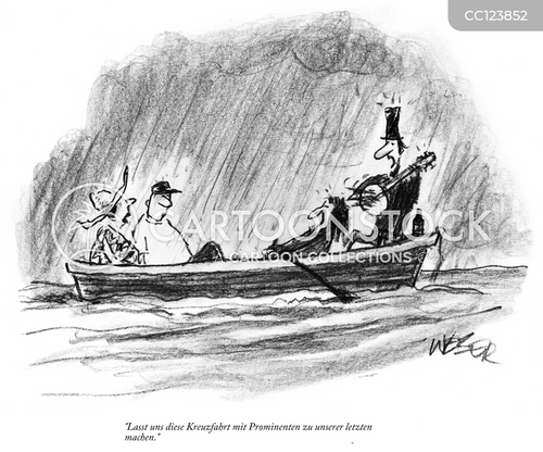 Cartoons und Karikaturen mit Ruderboot