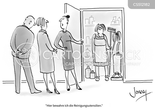 Cartoons und Karikaturen mit Reinigungswerkzeuge