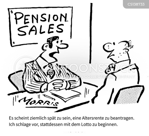 Cartoons und Karikaturen mit Rentenverkauf
