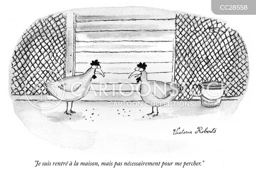 Dessins humoristique et caricaturés avec Poules Se Perchant