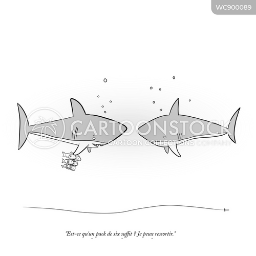 Dessins humoristique et caricaturés avec Eau Infestée De Requins
