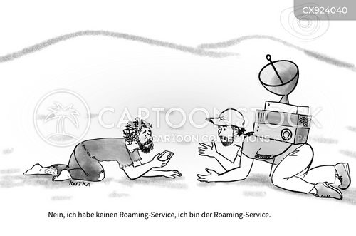 Cartoons und Karikaturen mit Roaming-dienst