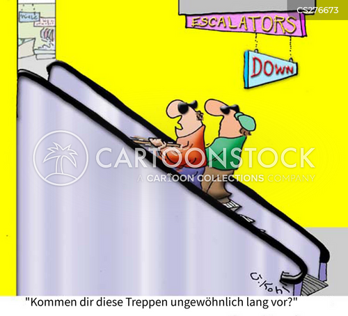 Cartoons und Karikaturen mit Rolltreppen