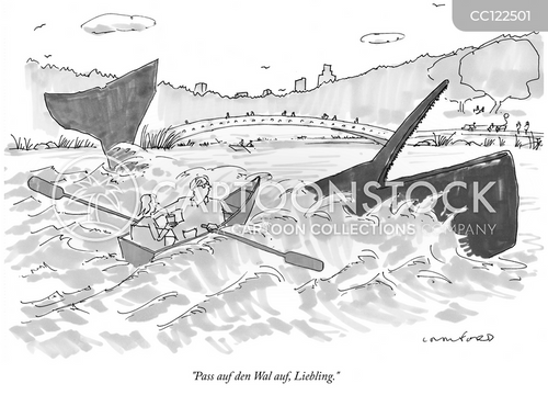 Cartoons und Karikaturen mit Ruderboot