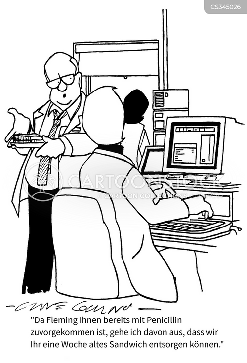 Cartoons und Karikaturen mit Penicillin