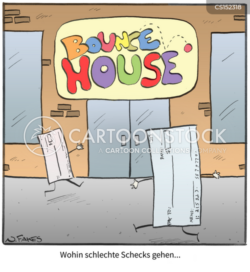 Cartoons und Karikaturen mit Bankscheck