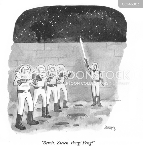 Cartoons und Karikaturen mit Laserpistolen