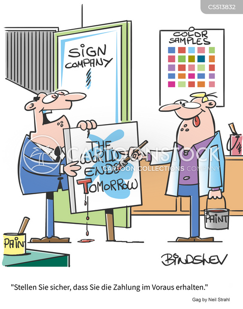 Cartoons und Karikaturen mit Schilderfirma