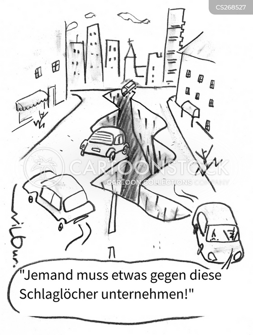 Cartoon Erdbeben Riss Risse In Asphaltstraßen, Die Durch Erdbeben
