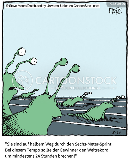 Cartoons und Karikaturen mit 100m Sprint