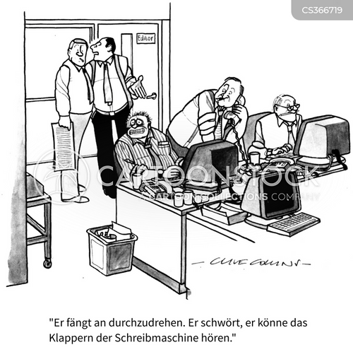 Cartoons und Karikaturen mit Schreibmaschine