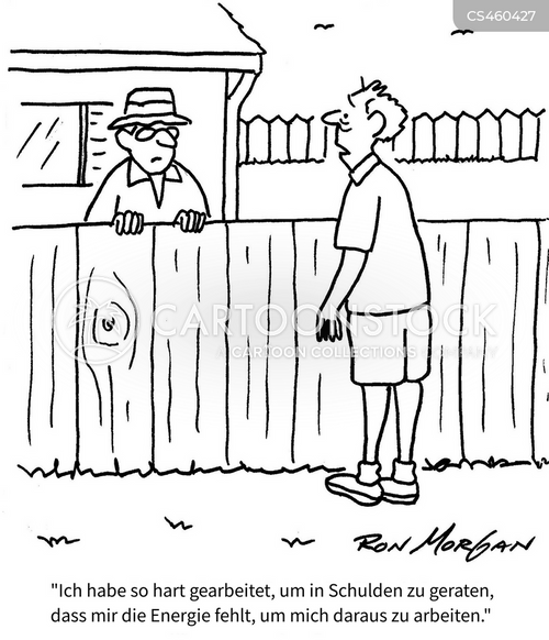 Cartoons und Karikaturen mit Geld Schulden