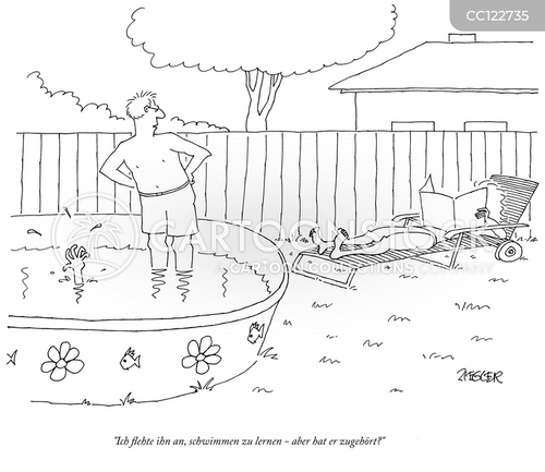 Cartoons und Karikaturen mit Aqua-phobie