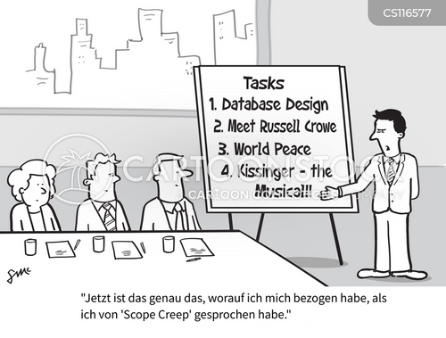 Cartoons und Karikaturen mit Scope Creep