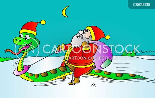Santa's Snake Cartoons and Comics - funny pictures from CartoonStock