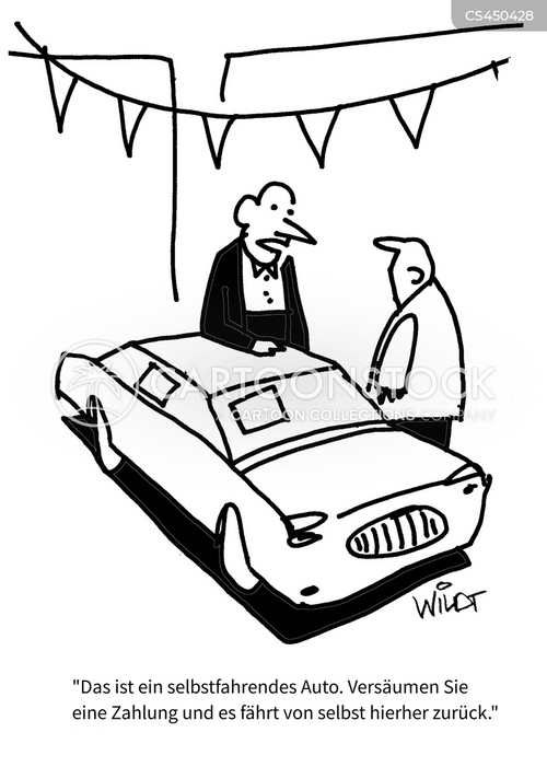 Cartoons und Karikaturen mit Autonomes Fahrzeug
