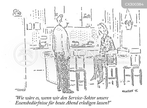 Cartoons und Karikaturen mit Essenslieferung