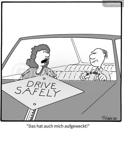 Cartoons und Karikaturen mit Sicher Zu Fahren