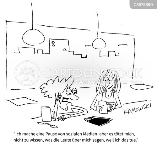 Cartoons und Karikaturen mit Soziale Medien Pause