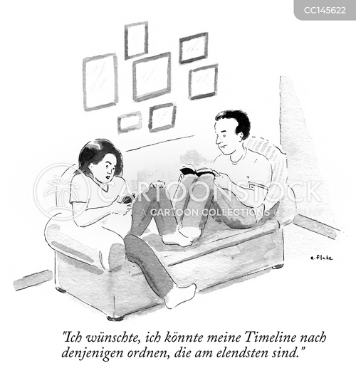 Cartoons und Karikaturen mit Status-update