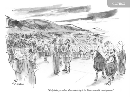 Cartoons und Karikaturen mit Amphitheater