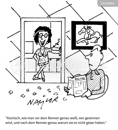 Cartoons und Karikaturen mit Pferderennen