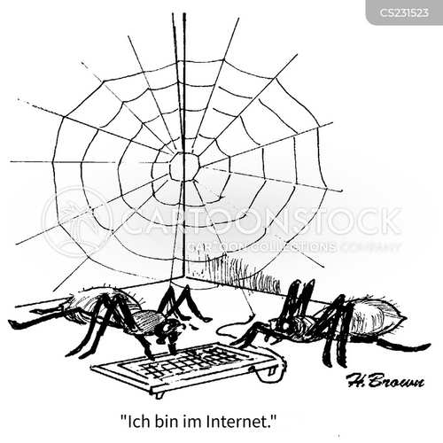Cartoons und Karikaturen mit Spinnennetz