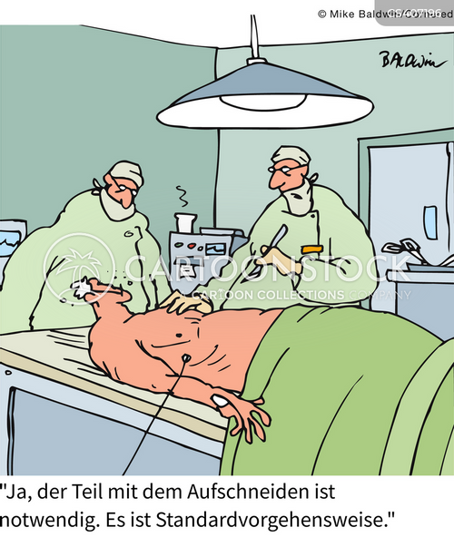 Cartoons und Karikaturen mit Operationstische