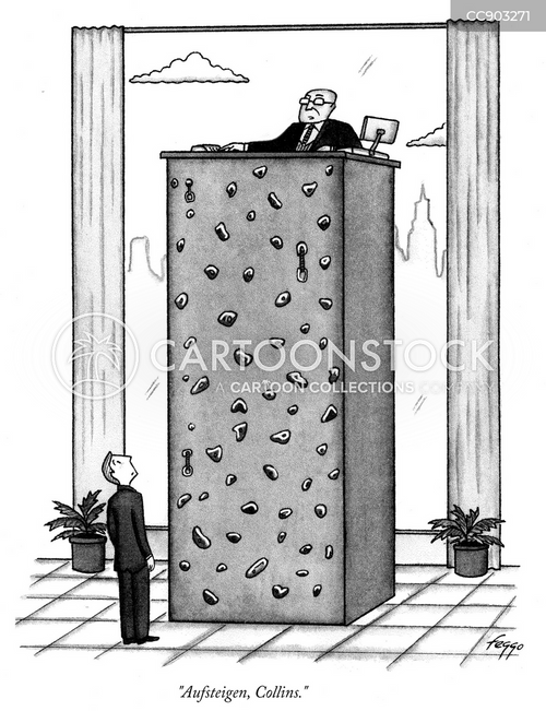 Cartoons und Karikaturen mit Kletterwand