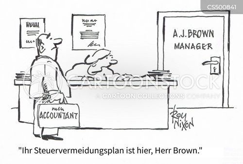 Cartoons und Karikaturen mit Steuervermeidungsplan