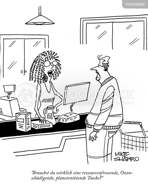 Cartoons und Karikaturen mit Supermarkt