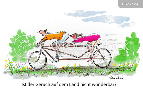 Cartoons und Karikaturen mit Tandem-radfahren