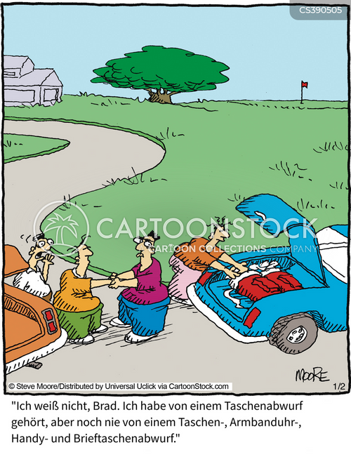 Cartoons und Karikaturen mit Taschenabwurf