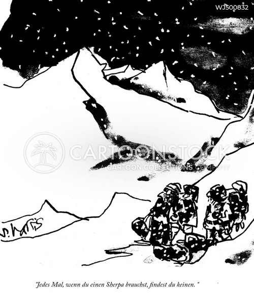Cartoons und Karikaturen mit Bergsteiger