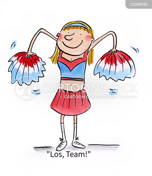 Cartoons und Karikaturen mit Cheerleader-team