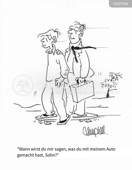 Cartoons und Karikaturen mit Teenager-fahren