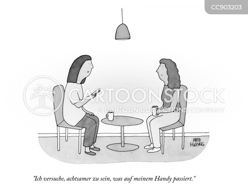 Cartoons und Karikaturen mit Smartphone-nutzung