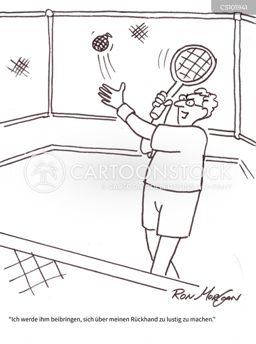 Cartoons und Karikaturen mit Tennis-aufschlag